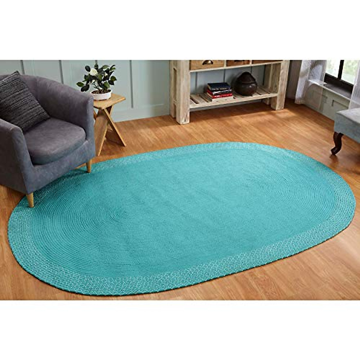 Better Trends Indoor Outdoor Braid Collection is Durable and Stain Resistant Reversible All Weather Utility Rug 100% Polypropylene in Vibrant Colors, 72" Square, Blue