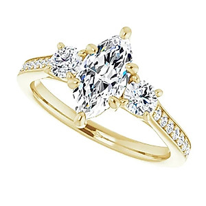 925 Silver, 10K/14K/18K Solid Gold Moissanite Engagement Ring, 2.0 CT Marquise Cut Handmade Solitaire Ring, Diamond Wedding Ring for Women/Her Anniversary Ring, Birthday Gifts, VVS1 Colorless Rings