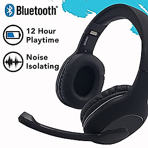 Maxell Bluetooth 5.0 Over Ear Headset with Boom Mic, Sound for Home Office use, Online Classes, Teams, and Zoom Meetings - Black