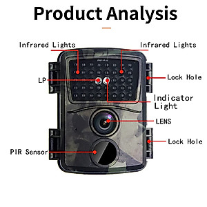 Ramnnycetus 1080P 12MP Trail Camera, 0.8s Trigger Motion Latest Sensor View Hunting Camera with 38 IR LEDs and IP54 Waterproof Trail Game Camera for Scounting&Hunting Animal Detection