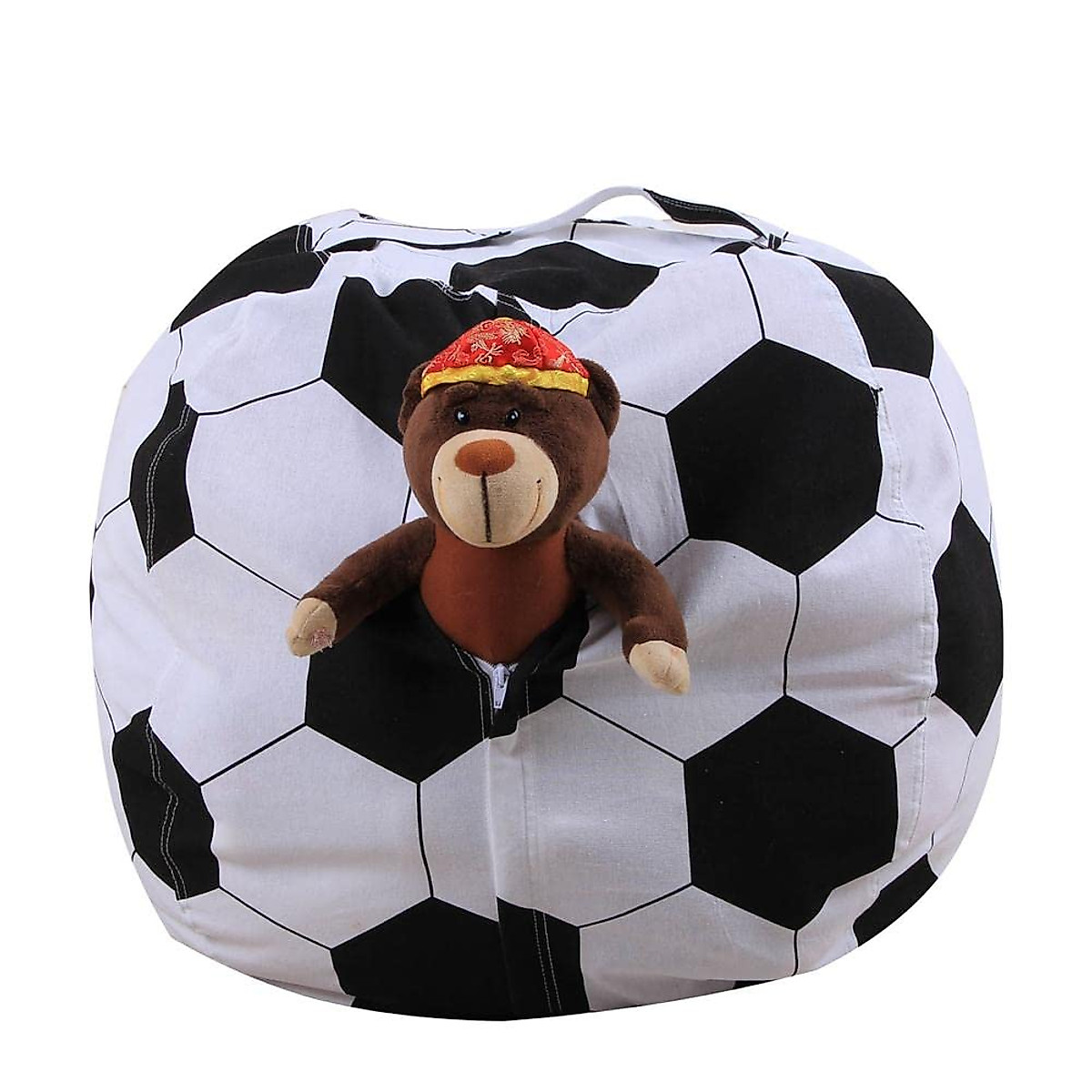 Enfudid Stuffed Animal Storage Bean Bag Chair, 18" Beanbag Covers Only for Organizing Plush Toys, Turns into Bean Bag Seat for Kids When Filled, Football Shape
