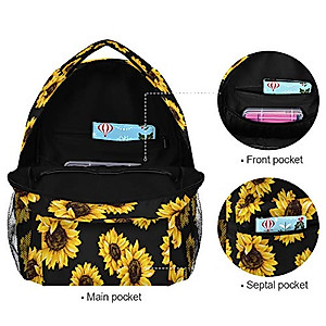 Sunflower School Backpack for Girls Boys Floral Large Bookbag Laptop Computer Bag Casual Hiking Travel Daypack Backpack Schoolbag for Teens College 16 Inch