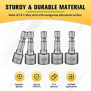 BOEN 14 Piece Power Nuts Driver Drill Bit Tools Set, 1/4 inch Driver Hex Metric & SAE Socket Wrench Screw for Power Tools