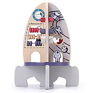 Wdmiya Space Wooden Toys for Baby，Activity Cube for Toddlers 1-3，Sensory and Montessori Toys for Boy and Girl Educational Birthday Gifts
