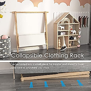 VOGUSLAND Dress up Rack, Child Garment Rack, Kids Clothing Rack with Storage Shelf (Natural Beech, 38" L x 14.5" W x 40" H)