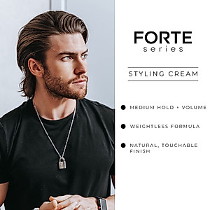 Forte Series Hair Styling Cream, 3 oz, Medium Hold, Light Cream, Volumizing & Thickening Cream for Men, Water Soluble Hair Texturizer for Easy Washout