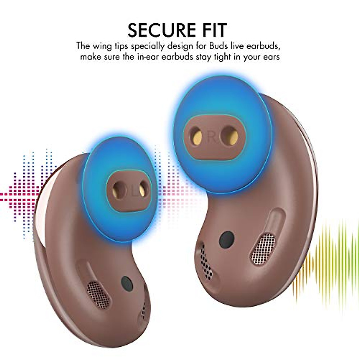 AhaStyle Galaxy Buds Live Ear Tips 6 Pairs Silicone Earbuds Wingtips Replacement Tips Accessories Compatible with Samsung Galaxy Buds Live (Brown)