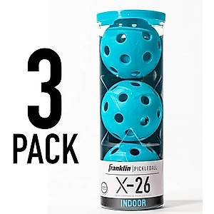 Franklin Sports X-26 Pickleballs - Indoor - 3 Count (Pack of 1) - USAPA Approved - Blue
