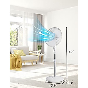 BLACK+DECKER 16" Stand Fan with Remote, White