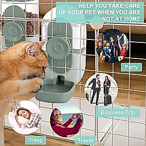 Lemtrflo Hanging Automatic Food Water Dispenser,Gravity Rabbit Feeder and Water Dispenser Set,Cage Cat Food and Water Dispenser Food Bowl for Bunny Chinchilla Guinea Pig Hedgehog Ferret