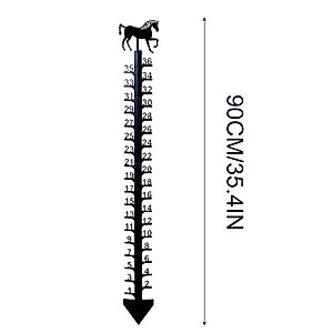 36 inch Snow Gauge Outdoor, Iron Art Deer Meter Ruler, Depth Measuring Stake Weatherproof, Handmade Metal Snow Measuring Stick, Metal Yard Rain Gauge Stake for Outdoor Garden Decoration (Horse)