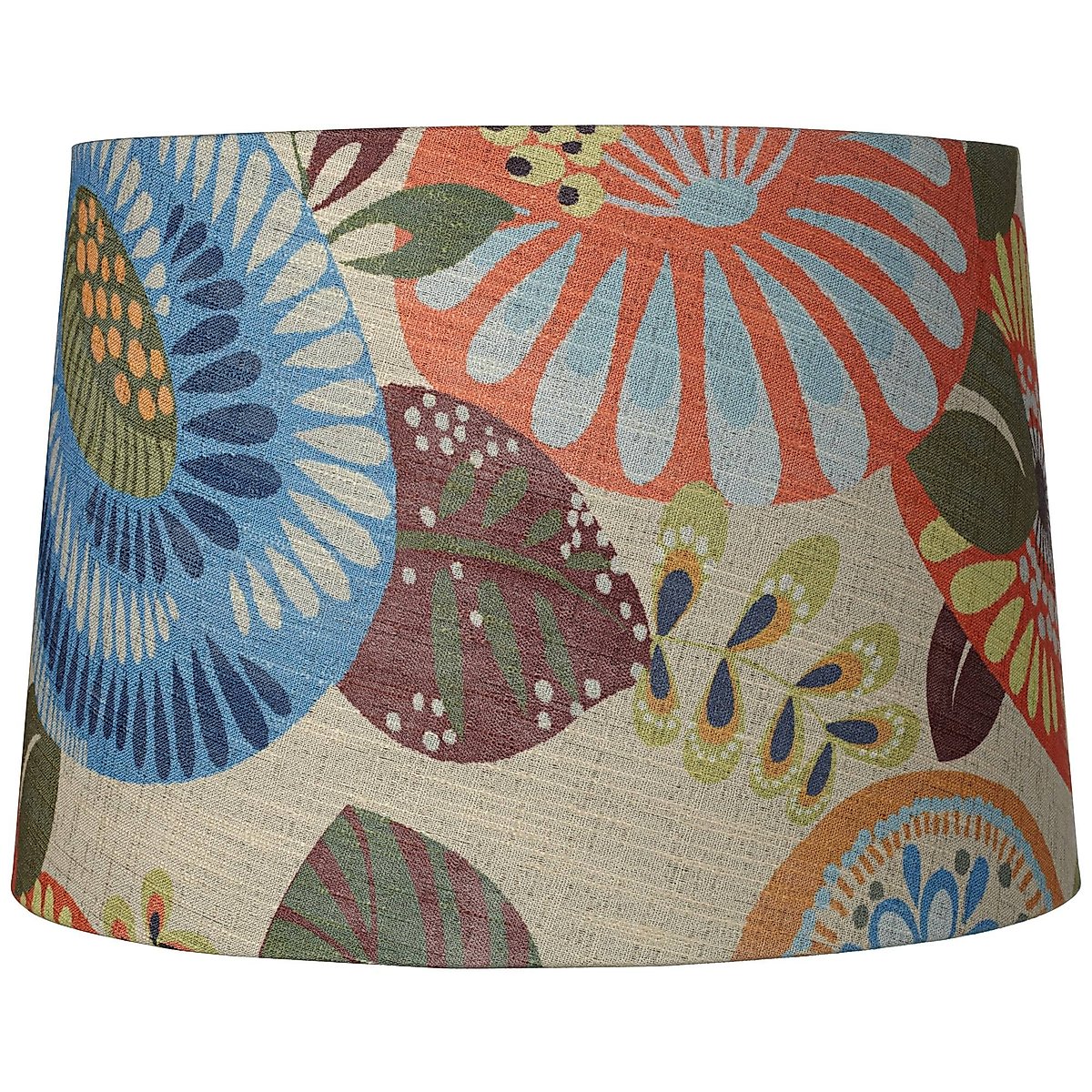 Set of 2 Tapered Drum Lamp Shades Multi Color Tropic Abstract Floral Medium 14" Top x 16" Bottom x 11" Slant Spider with Replacement Harp and Finial Fitting - Springcrest