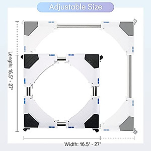 AMGSH Adjustable Mini Fridge Stand | Movable Washing Machine Base Stand Furniture Dolly Roller Base, Small Furniture Mover Mobile Base for Washing Machine, Dryer and Refrigerator (8 Wheels)