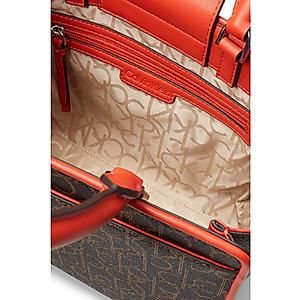 Calvin Klein Jade Satchel Brown/Khaki/Spicy Orange One Size