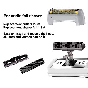 Foil Shaver Replacement Foil Compatible with Andis 17150 Pro Shaver Replacement Foil and Cutters Lithium Titanium Foil (Gray w Gold Replacement Foil & Cutter)