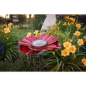 Desert Steel Flower Solar Light - (Red Poppy - 18" H x 11.5" W) - 20 Lumen LED Garden Light & Pathway Lamp