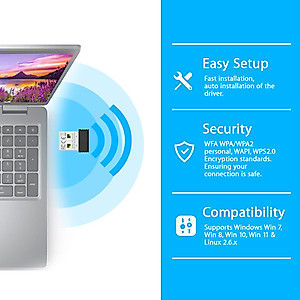 TEC USB WiFi Adapter for PC Wireless Network Adapter for Desktop/Laptop WiFi Dongle for Windows 11/10/7/8 & Linux Kernel 2.6.x, Dual Band Supports 5Ghz & 2.4 Ghz, Easy Installation, Up to 433Mbps