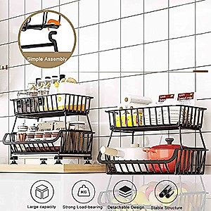 Multi-Tier Vegetable Storage Rack, Movable Stackable Fruit Vegetable Shelf, for Kitchen, Pantry, Bathroom, Garage, Living Room,4 Tier