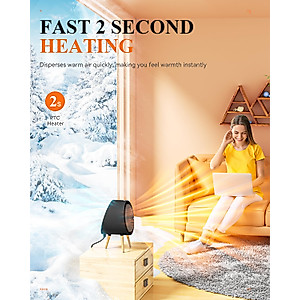 Gaiatop Space Heater, 1000W Energy Efficient Small Space Heater for Indoor Use, PTC Fast Heating Ceramic Electric Space Heater for Office Bedroom Use Home Motorhome-White