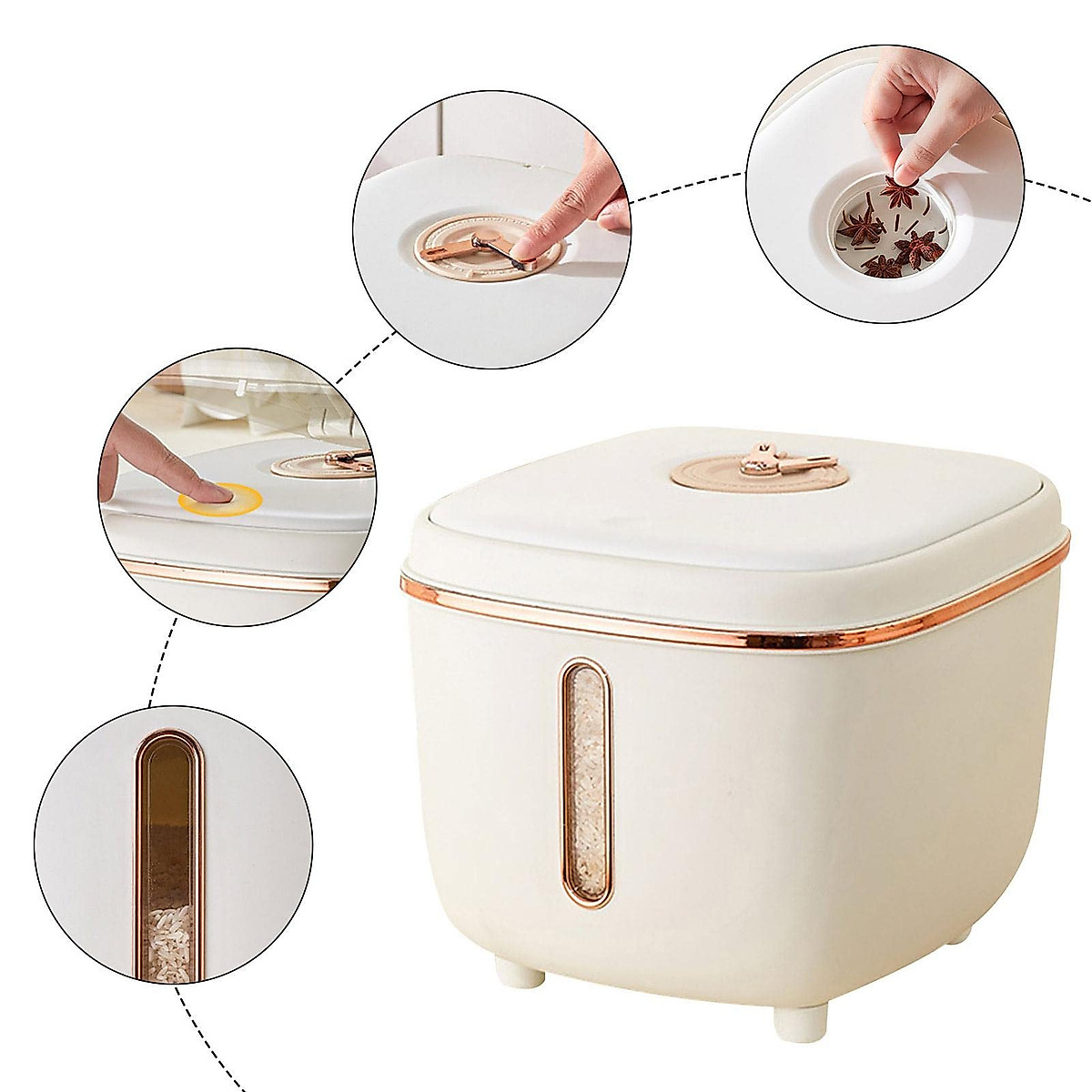 Rice Dispenser | Bean Storage Dispenser with Measuring Cup - Rice Storage Barrel, Grain Dispenser with Time Indicator, Nulyunze Food Dispenser