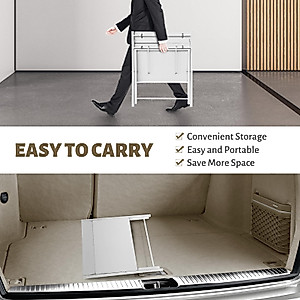 Contemood Foldable Computer Desk for Home Office, Portable Laptop Study Table for Single, 2 Tier Desk No Assembly Required, White