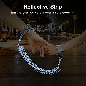 Anti Lost Wrist Link with Magnetic Induction Lock 2 Pack (4.92ft Pink+8.2ft Blue) Toddler Wrist Leash for Kids Child Safety Harness with Reflective Strip (Magnetic Unlock Design)