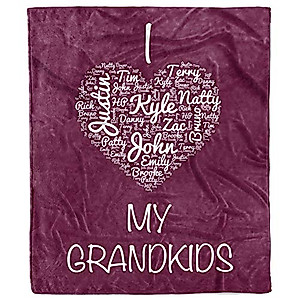 Custom Blanket with Names Add Your Family Name Mom Grandma Grandpa Throw Fleece Blankets