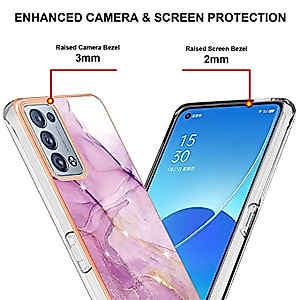 SATURCASE Case for Oppo Reno 6 Pro 5G, Beautiful Marble Ultra Thin Soft TPU Silicone Border PC Panel Protective Back Cover for Oppo Reno 6 Pro 5G (YJ-6)