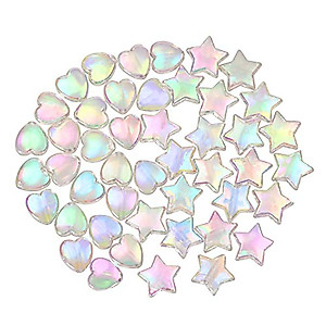 Tupalizy 100PCS Mini Acrylic Beads 9mm Heart Charms and 11mm Star Beads for Jewelry Making Bracelets Necklaces Earrings Key Chains Accessories DIY Crafts Valentine Christmas Birthday Gifts (White)