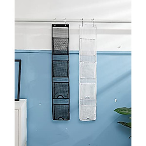 Jelier Mesh Shower Caddy Organizer, Hanging Shower Curtain Pockets for Bathroom Accessories (white)