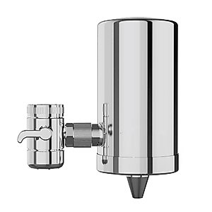 AFaucet 1 Faucet Water Filter 304 Food Grade Stainless Steel Filtration System Reduces Lead Chlorine & Bad Taste - Fits Standard Faucets (1 Filter Included)