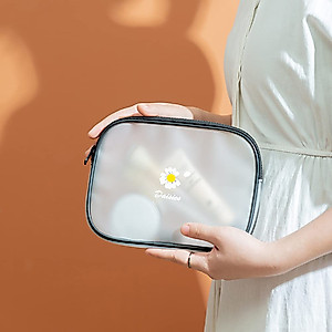 SLYZLGC Clear Waterproof Makeup Portable Mini Travel Toiletries Bag, Pvc Pouch With Zipper Packing Women Cosmetic Organizers With Handle For Vacation Beach Travel, Bathroom Shower Transparente(CJSJ)