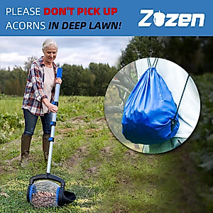 Zozen Acorn Picker Upper Roller, Acorn Dedicated Version | High Density Steelwire Gap - Directly Dump Outlet, Also Pick Nerf Balls, Pick Up Size 3/8'' to 1'' Small Diameter Objects, Capacity 1 Gallon