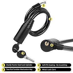 Fridge Cabinet Door Lock with Keys, Fresheracc Refrigerator Latch Baby Child Kids Proof Safety Cable Locks for French Doors Kitchen Bathroom RV No Drill No Screw Adhesive (2 Pack, Black)