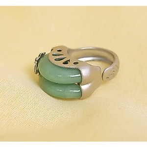 Hanbok Ring Jade Korea Traditional Accessory Woman Junior Natural Light Green Size Adjustable R005LT