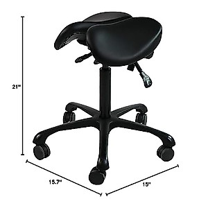 MASTER MASSAGE EQUIPMENT Ergonomic Swivel Saddle Rolling Hydraulic Stool In Black for Clinic, Spas, Salons, Debtists, Classrooms, Home, Office, 1count