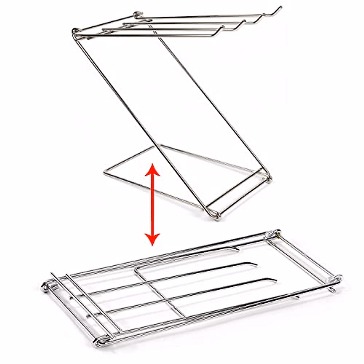 LENITH Stainless Steel Washcloth Holder Dish Rag Cloth Holder, 4 Arms Folding Towel Drying Rack for Kitchen countertop Bathroom, Hand Towel Stand Rack, Silver