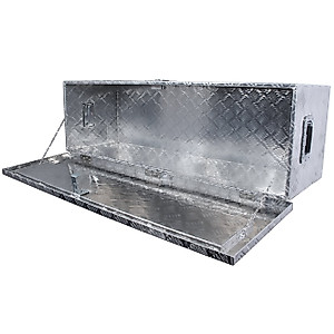 ARKSEN 49 Inch Heavy Duty Aluminum All Purpose Underbody Lock Storage Trailer Truck Trailer Chest Box Underbed Tools Organizer with Side Handle and Key Set – Silver