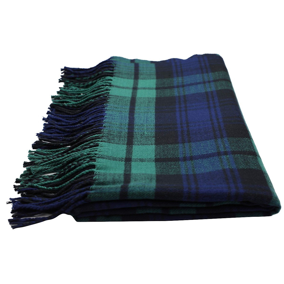 Achillea Oversized Cashmere Feel Scotland Scottish Tartan Plaid Scarf Shawl Wrap Winter Warm 80" x 30" (Black Watch Tartan)