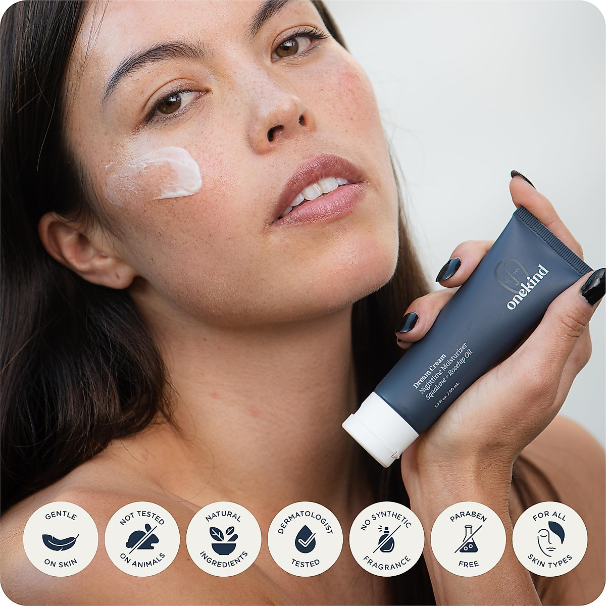 Onekind Dream Cream Nighttime Moisturizer | Multi-Corrective Anti-Aging Moisturizer with Squalane for the Face, Smooths Skin, Reduces Fine Lines, Forehead Wrinkles, Reduces Redness | For Men & Women