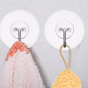 HOMSFOU Adhesive Hooks 12pcs Heavy Duty Sticky Hooks for Hanging Wall Hangers Without Nails 180 Degree Rotating Seamless Stick on Wall Hooks Bathroom Kitchen Office Outdoors