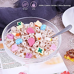 Lucky French Vanilla Charms Cereal Bowl with Metal Spoon Marshmallow and Stars Scented Candle Gift