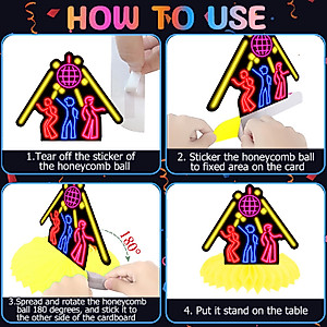 Glow Neon Honycomb Centerpieces 13Pcs Glow Birthday Party Decorations Neon Party Centerpieces for Table Neon Birthday Party Supplies Glow in The Dark Decoration Let's Glow Crazy Baby Shower Supplies