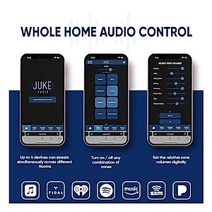 Juke-8: 8 Zone Multi-Room Amplifier | Stream Wirelessly via Airplay 2, Spotify Connect, Bluetooth, DLNA | App Controlled Audio System
