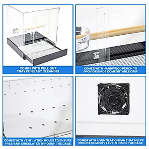 PENNZONI Small Bird Cage, Acrylic Birdcage, Crystal Clear Acrylic Cage for Birds, Bird House for Parrots, Bird Cages for Parakeets