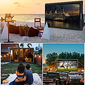GOOSH Inflatable Projector Screen, Inflatable Movie Screen Outdoor with 350W Air Blower and Storage Bag, Easy Set up, 14FT Front and Rear Projection for Backyard Movie Night Theme Parties