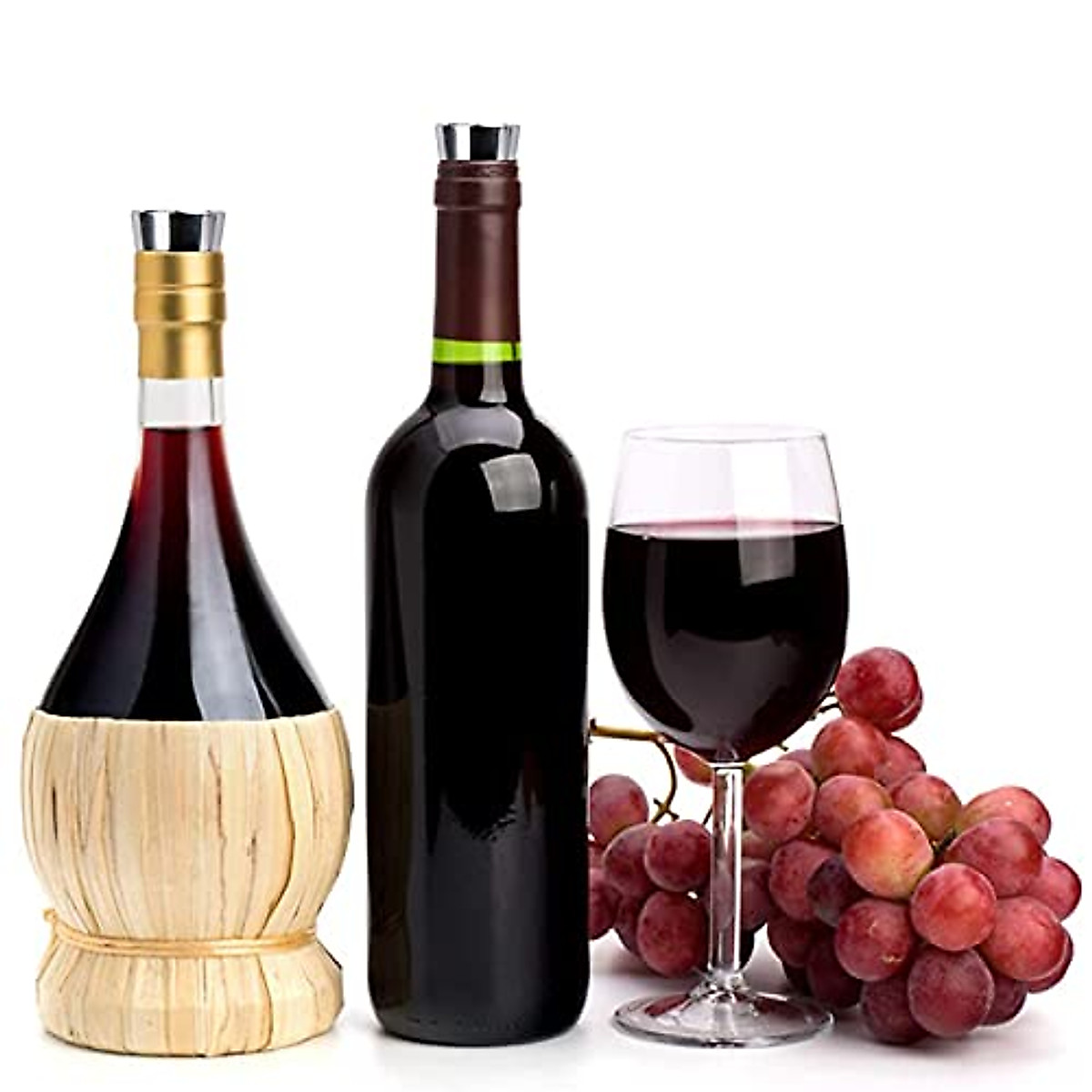 5 Pcs Wine Stoppers for Wine Bottles, Stainless Steel Wine Bottle Stopper, Reusable Wine Saver for Kitchen Bar Wedding, Keep Wine Fresh