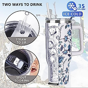 40 oz Tumbler with Handle and Straw, Stainless Steel Insulated Tumbler with Leak Proof Lid and Straw Lid,Reusable Water Bottle Vacuum Travel Coffee Mug Cup,Dishwasher Safe Keep Drinks Cold and Hot