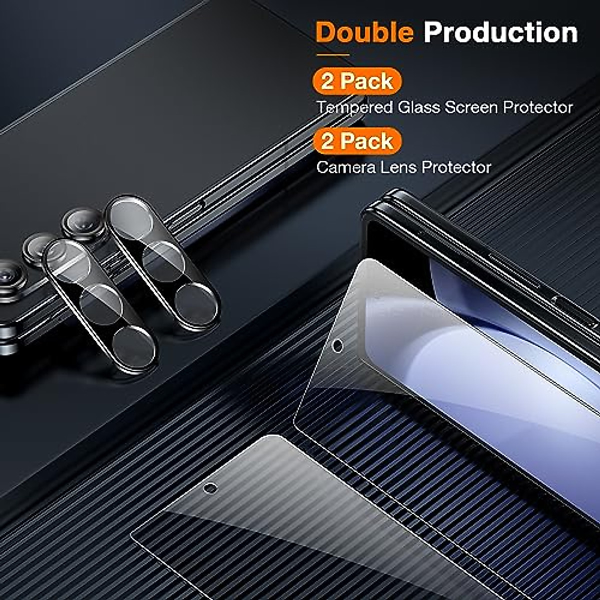 LK 2 Pack for Samsung Galaxy Z Fold 5 Screen Protector+ 2 Pack Camera Lens Protector, HD Clear Tempered Glass Screen Protector for Galaxy Z Fold 5, Anti Scratch, Bubble Free, Easy Install