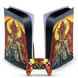 Head Case Designs Officially Licensed Ed Beard Jr Knight Templar Friendship Dragons Vinyl Faceplate Gaming Skin Decal Compatible With Sony PlayStation 5 PS5 Disc Edition Console & DualSense Controller